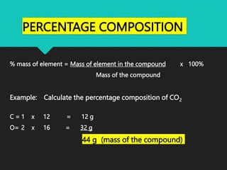 PERCENTAGE COMPOSITION, EMPIRICAL AND MOLECULAR FORMULAS.ppt