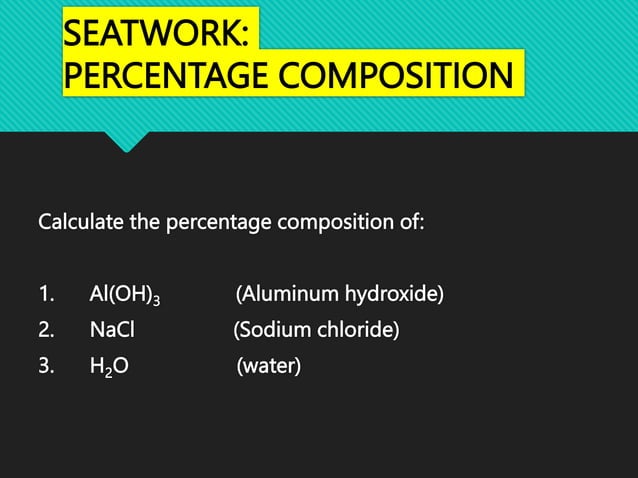 PERCENTAGE COMPOSITION, EMPIRICAL AND MOLECULAR FORMULAS.ppt ...