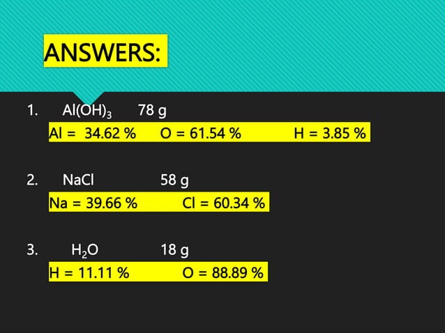 PERCENTAGE COMPOSITION, EMPIRICAL AND MOLECULAR FORMULAS.ppt ...