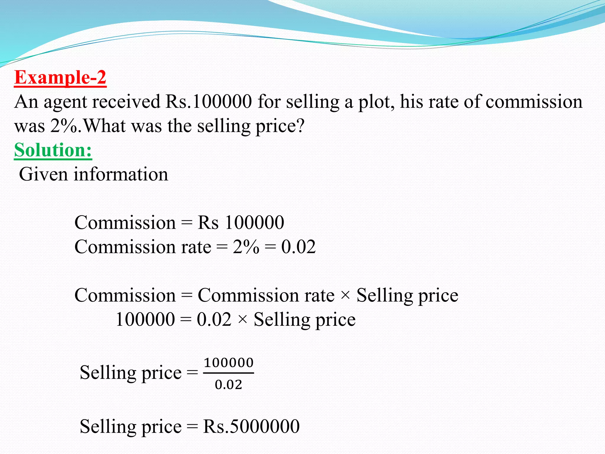 Percentage in commission | PPTX