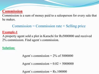 Percentage in commission | PPTX