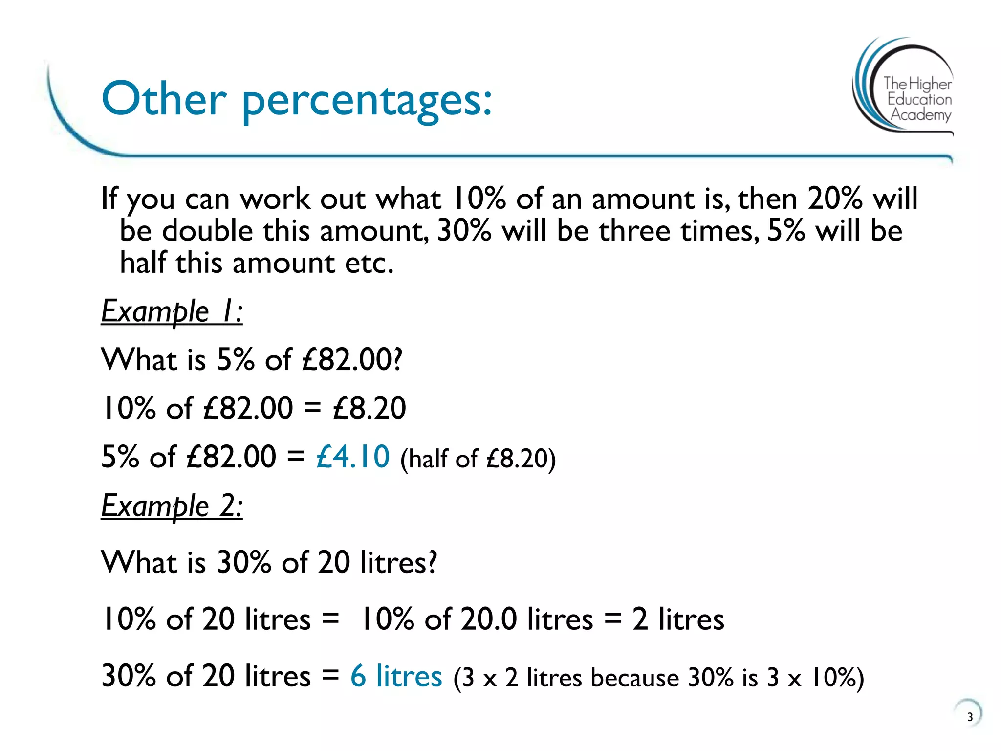 Percentage of an amount | PPT | Education