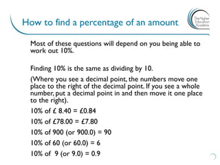 Percentage of an amount | PPT | Education