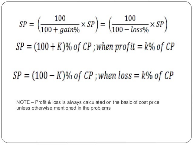 Percentage & profit and loss