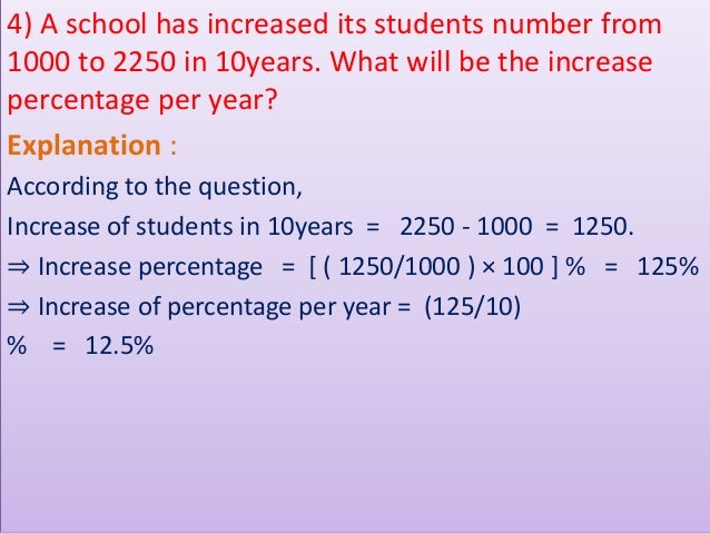 Percentage questions and answers