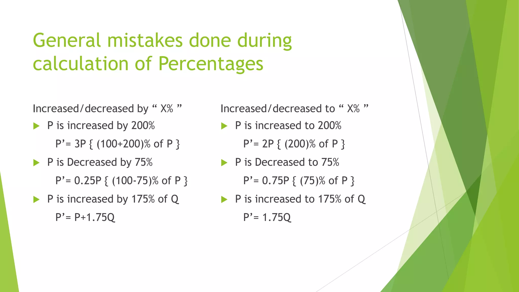 Quantitative Aptitude , Section-Arithmetic , Chapter-Percentages | PPTX