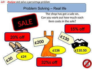 Percentages-of-amounts-NC.pptx. Calculating and finding percentage of ...