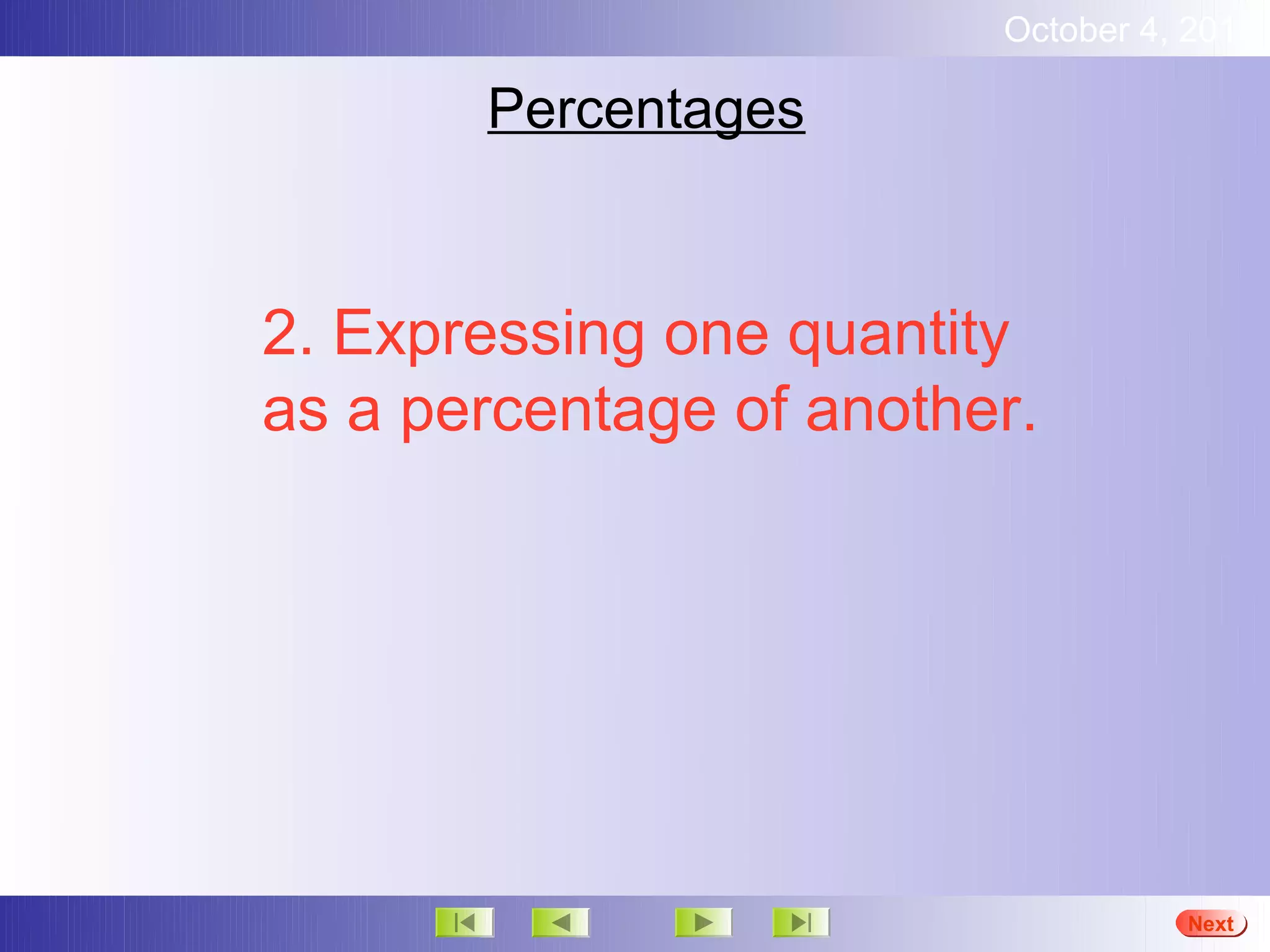 Percentages one of another | PPT