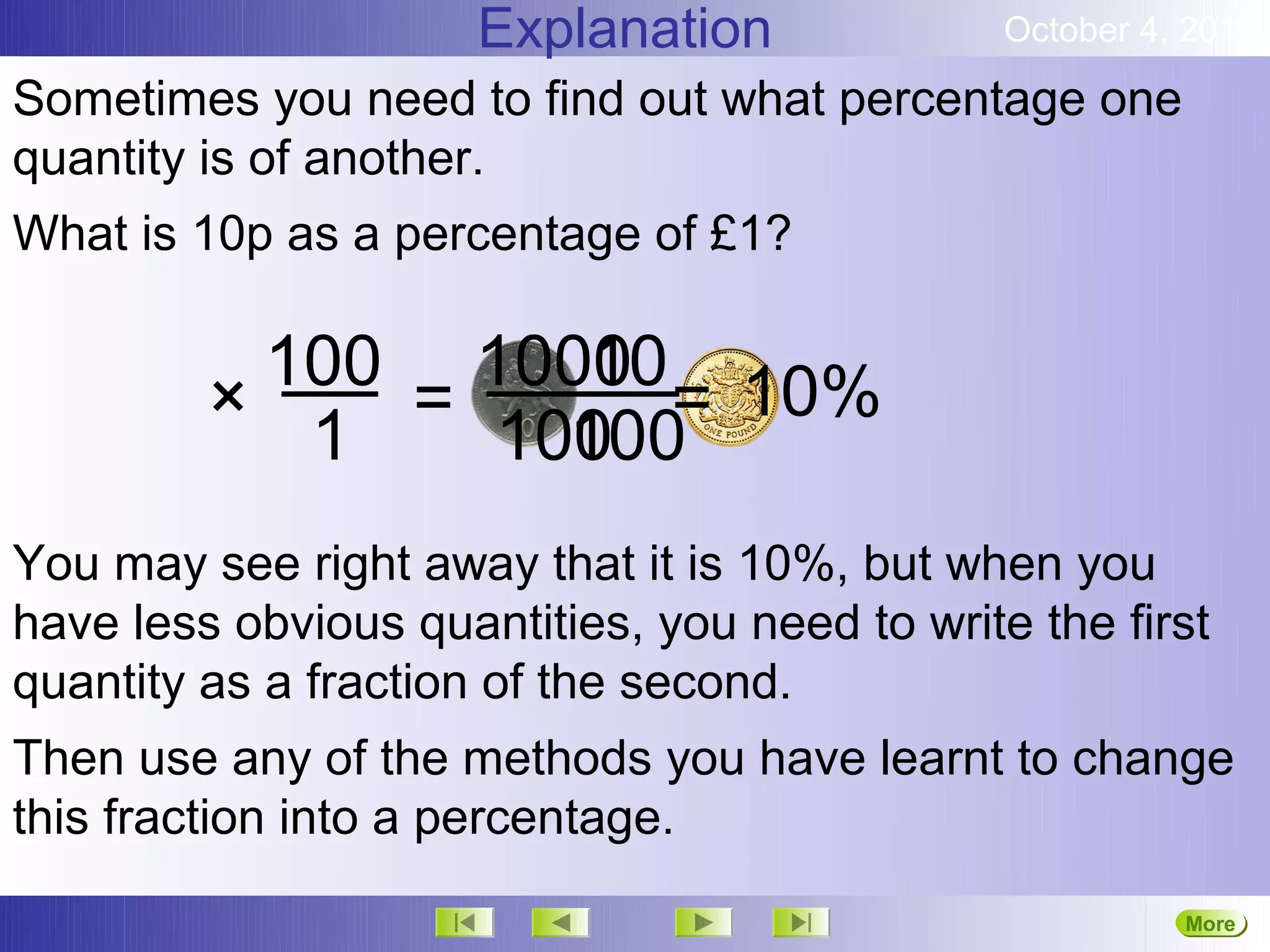 Percentages one of another | PPT