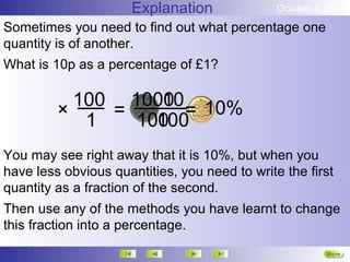 Percentages one of another | PPT