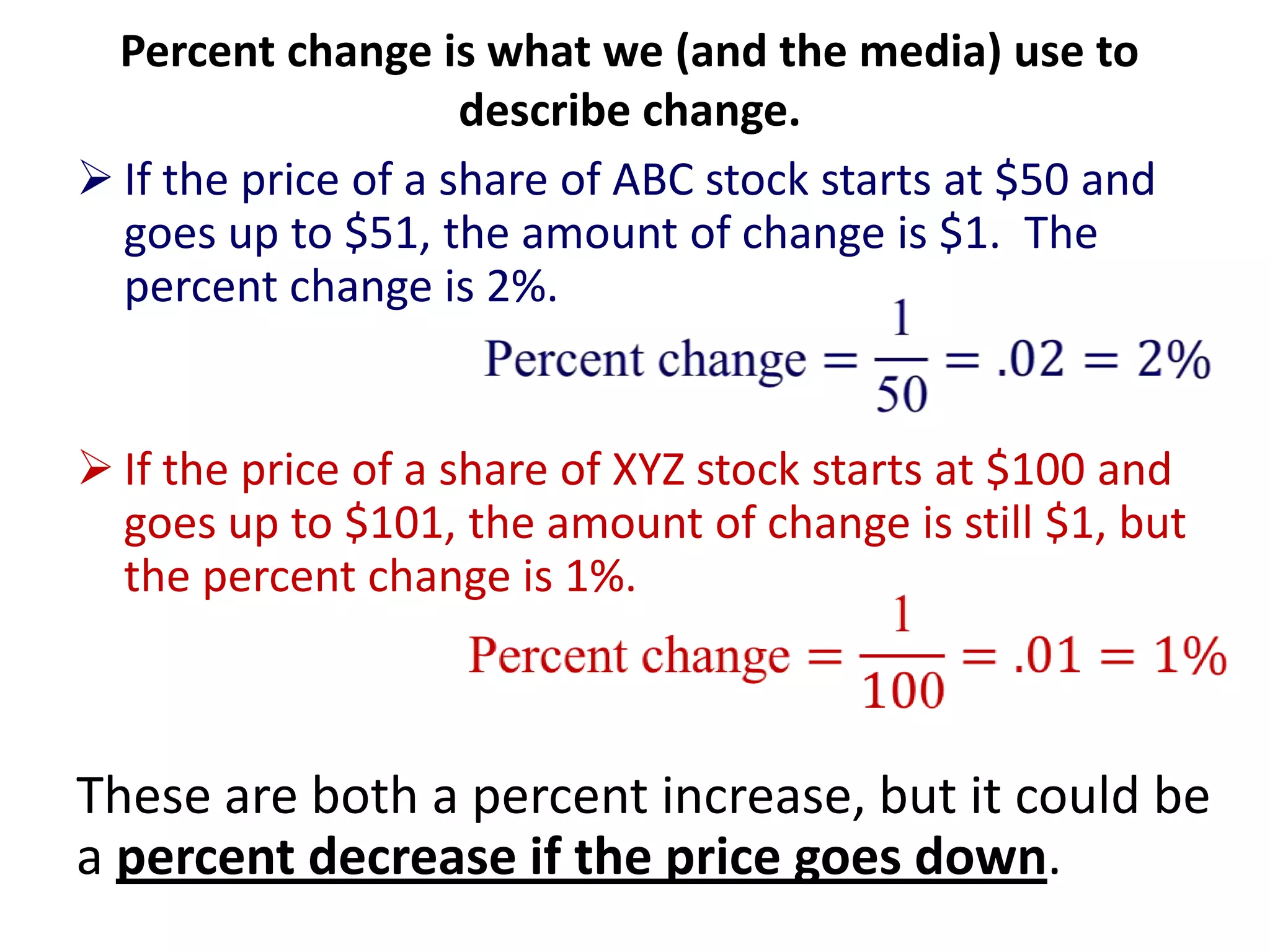 Percent Change Day 1: Definition of percent change | PPTX