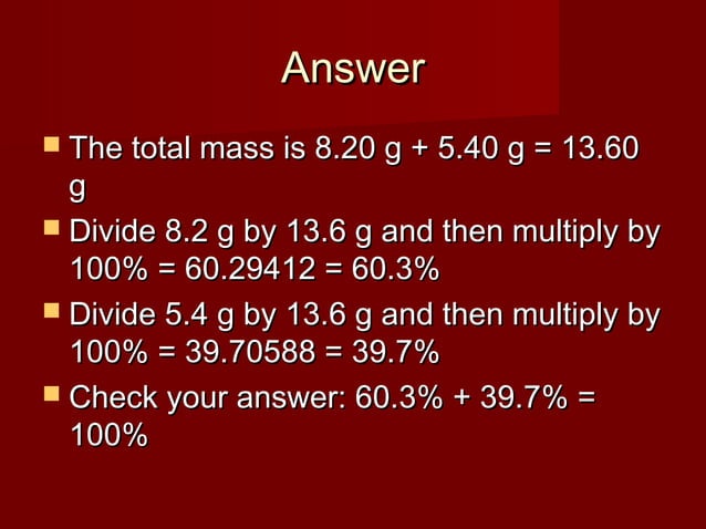Percent comp_empirical formula_molecular formula | PPT