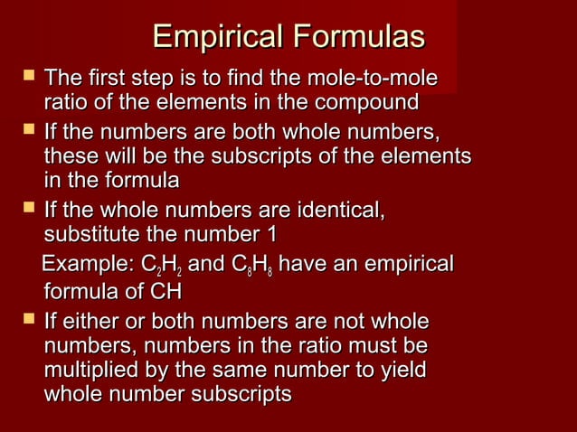Percent comp_empirical formula_molecular formula | PPT