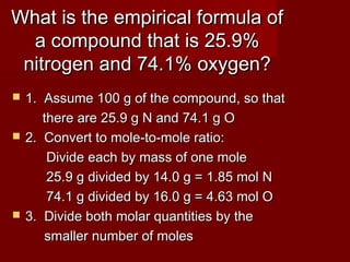 Percent comp_empirical formula_molecular formula | PPT | Chemistry ...