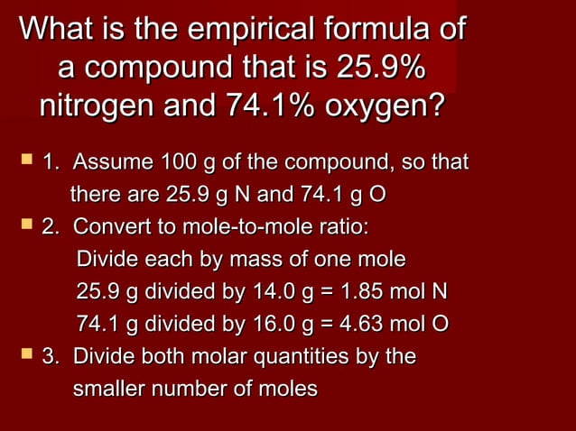 Percent comp_empirical formula_molecular formula | PPT