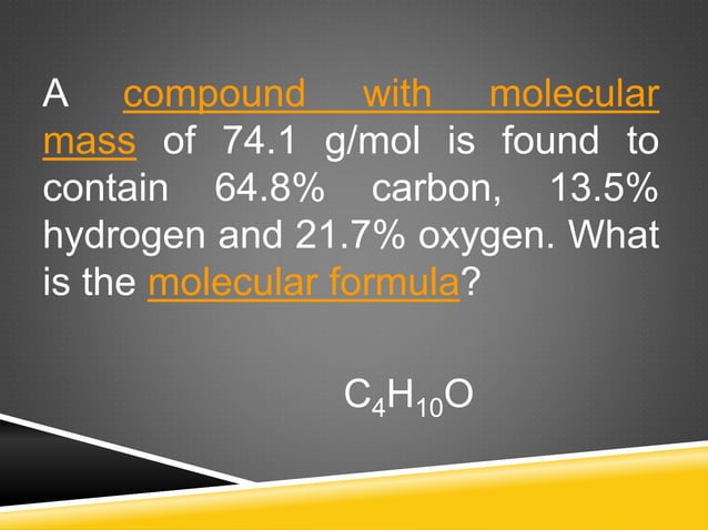 Percent Composition, Empirical and Molecular Formula | PPTX | Chemistry ...