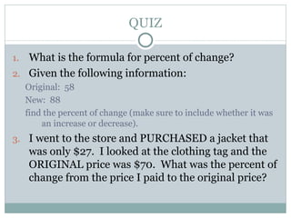 Percent Increase And Decrease