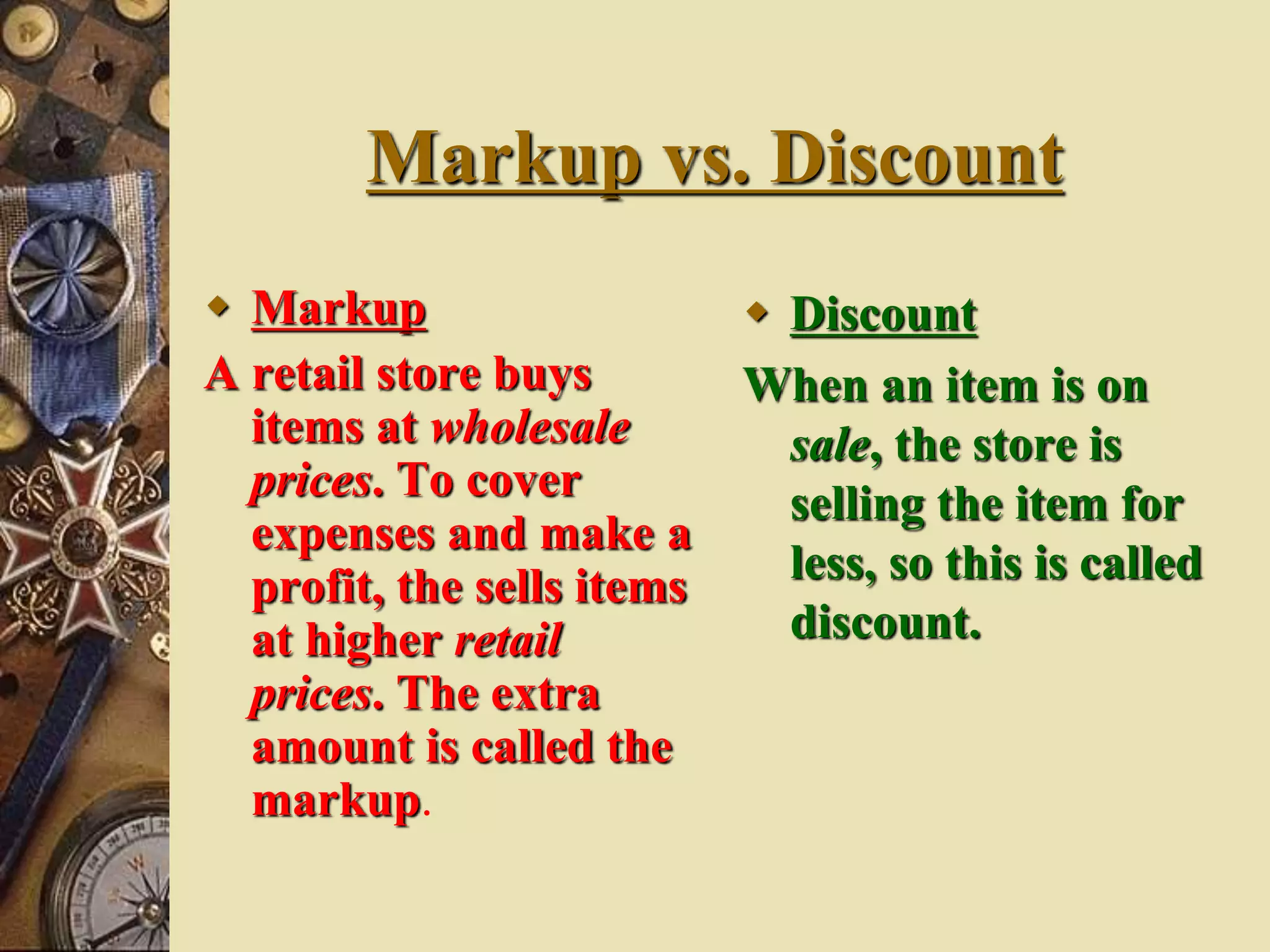Percents markup and discount | PPT