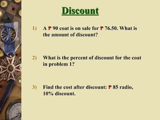 Percents markup and discount | PPT