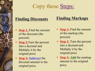 Percents markup and discount | PPT