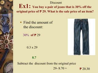 Percents markup and discount | PPT