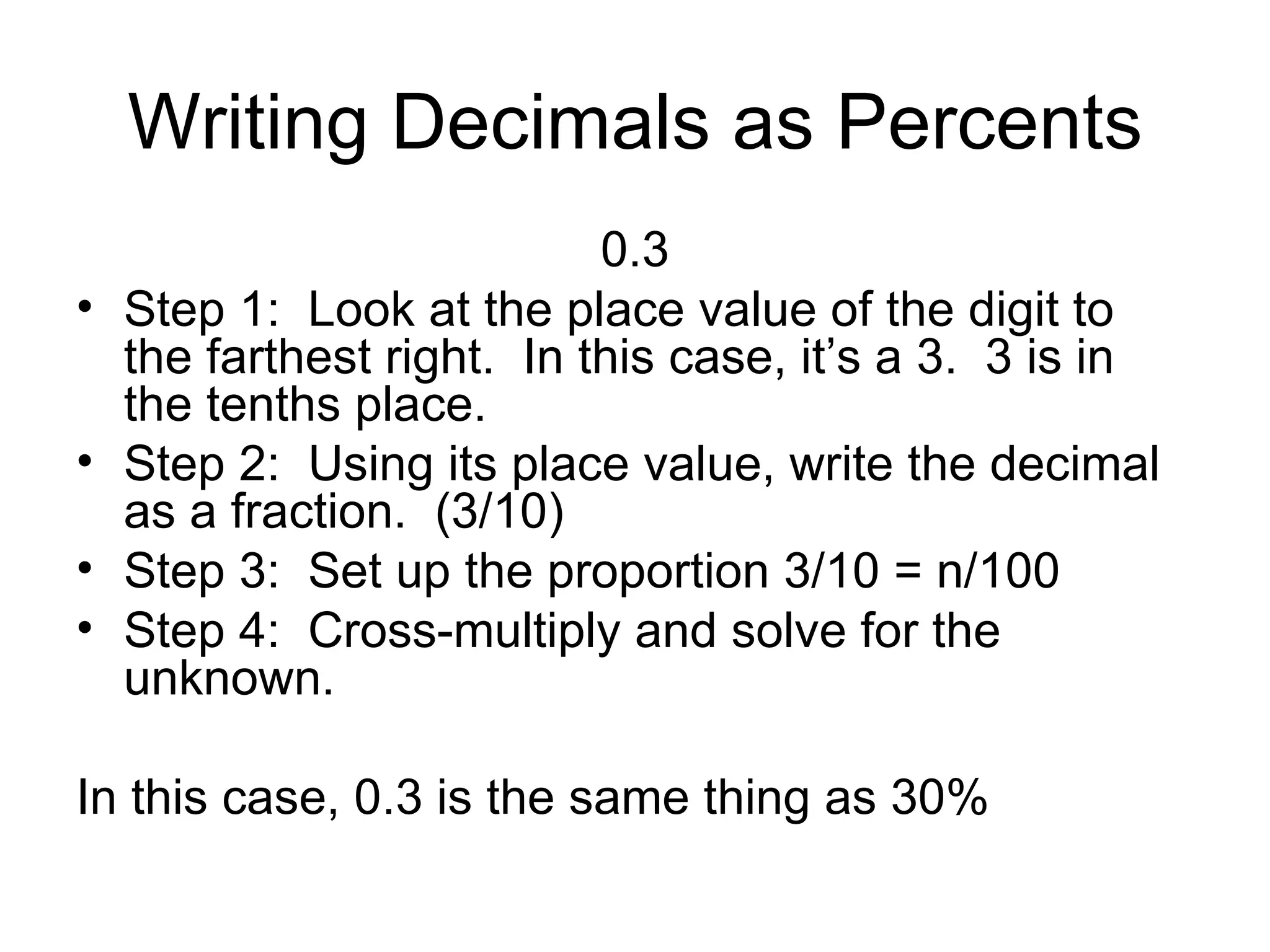 Percents, Decimals, And Fractions | PPT