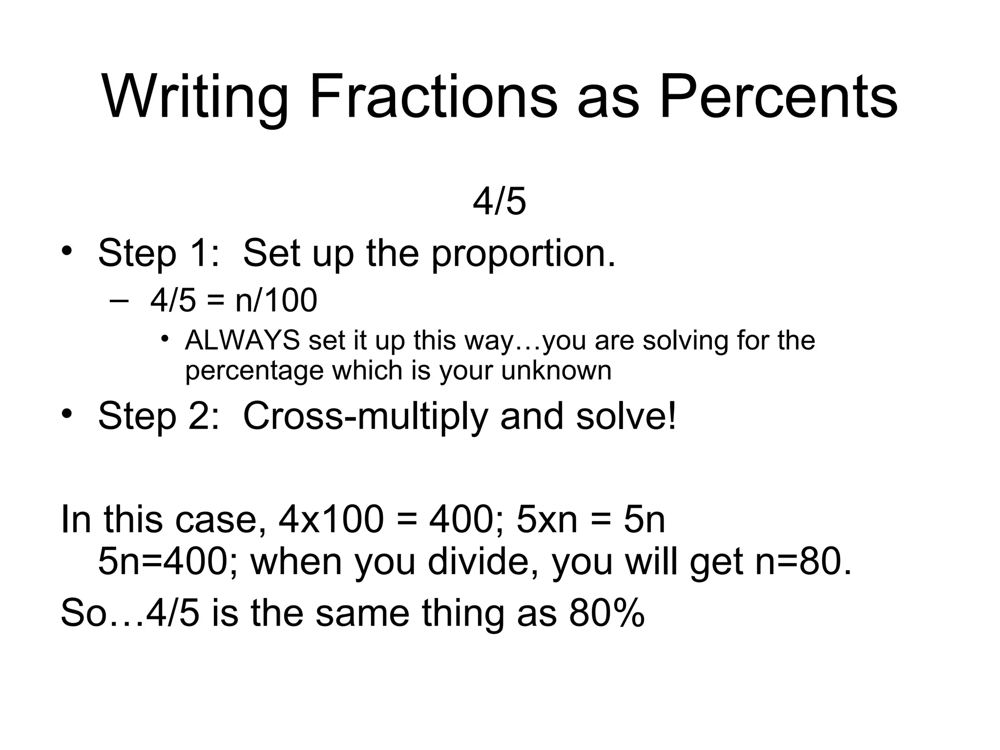 Percents, Decimals, And Fractions | PPT