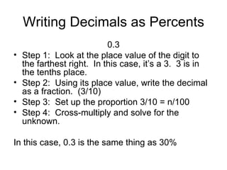 Percents, Decimals, And Fractions | PPT