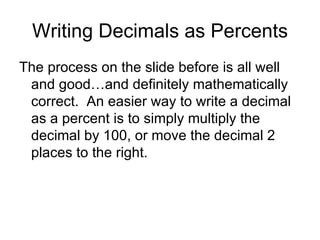 Percents, Decimals, And Fractions | PPT