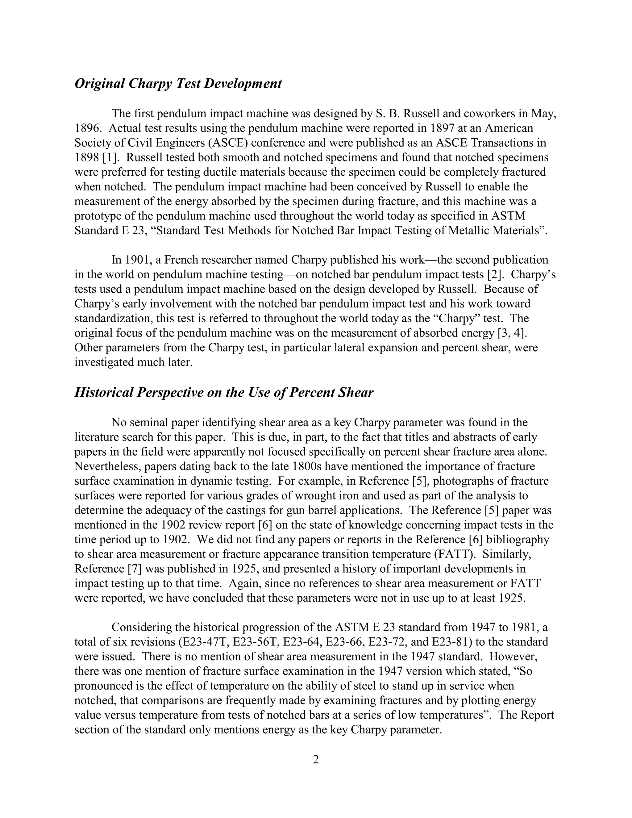 Percent shear area determination in charpy impact testing | PDF