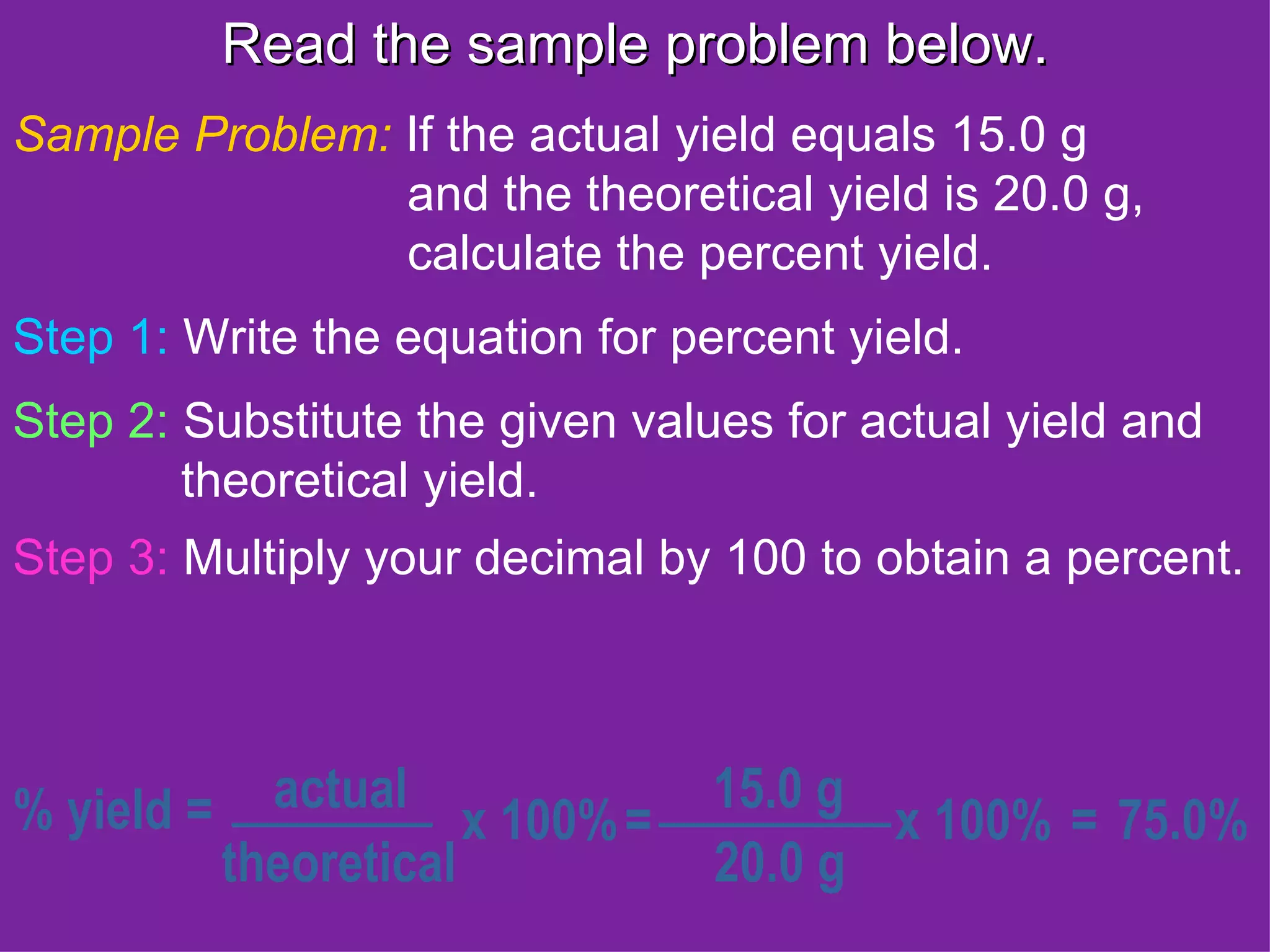 Percent yield | PPT