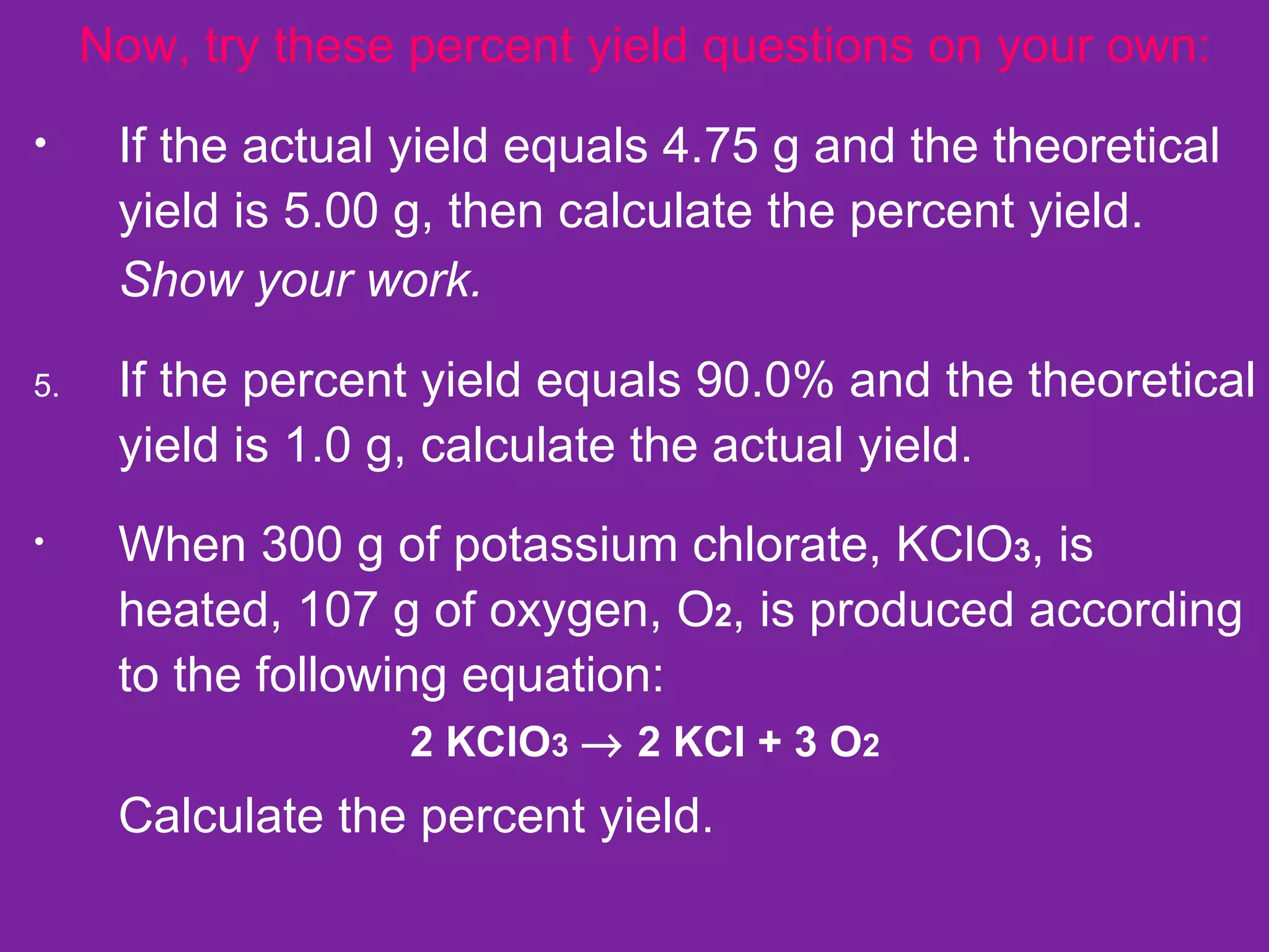 Percent yield | PPT