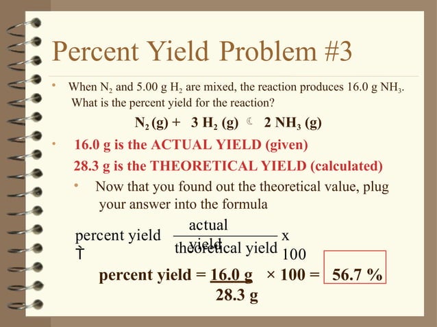 General Chemistry 1 - Lesson on Percent Yield and Limiting Reagents for ...