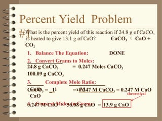 General Chemistry 1 - Lesson on Percent Yield and Limiting Reagents for ...