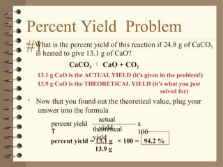 General Chemistry 1 - Lesson on Percent Yield and Limiting Reagents for ...