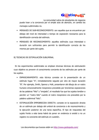 Percepción subliminal -jm | PDF