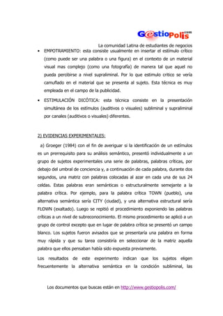 Percepción subliminal -jm | PDF