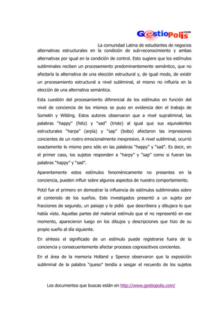 Percepción subliminal -jm | PDF
