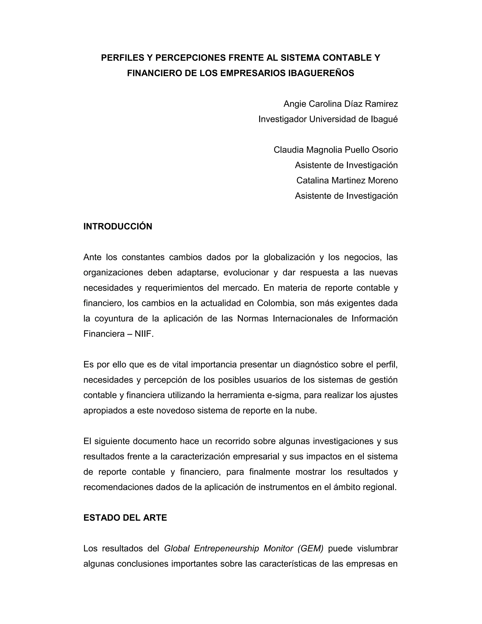 Percepciones de sistema contable de los empresarios de Ibague | PDF