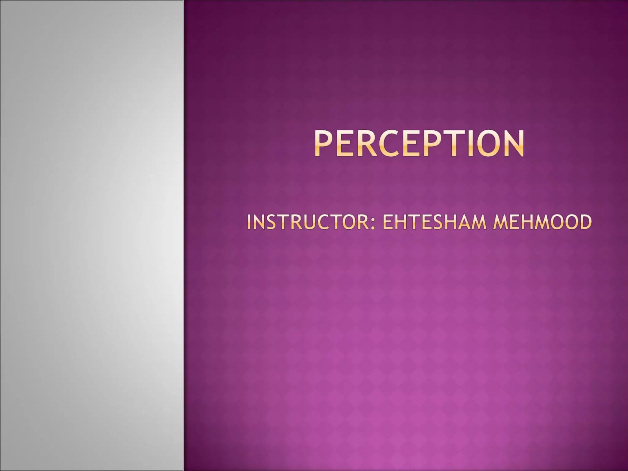 Perception in Psychology | PPT