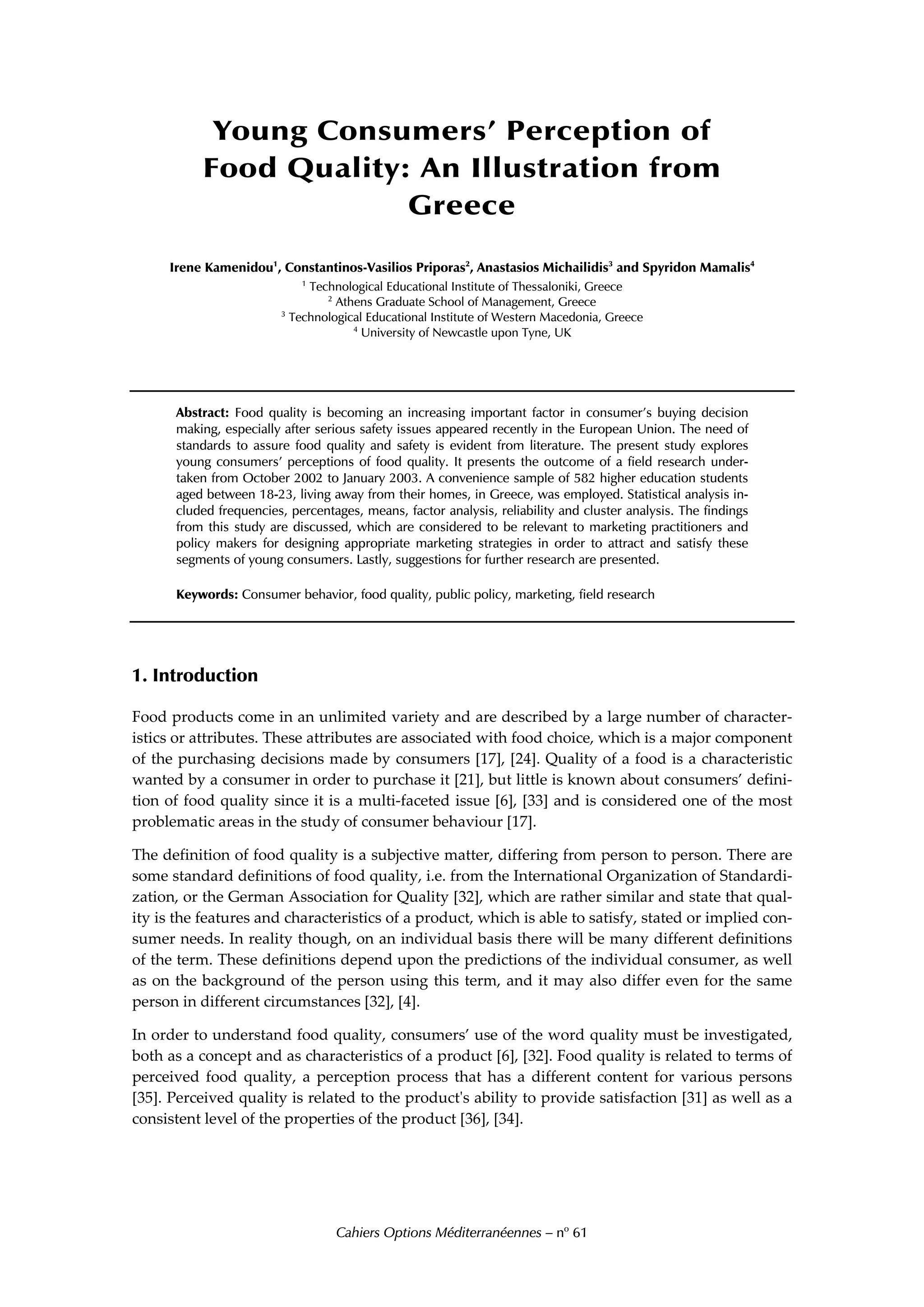 Perception of food quality | PDF