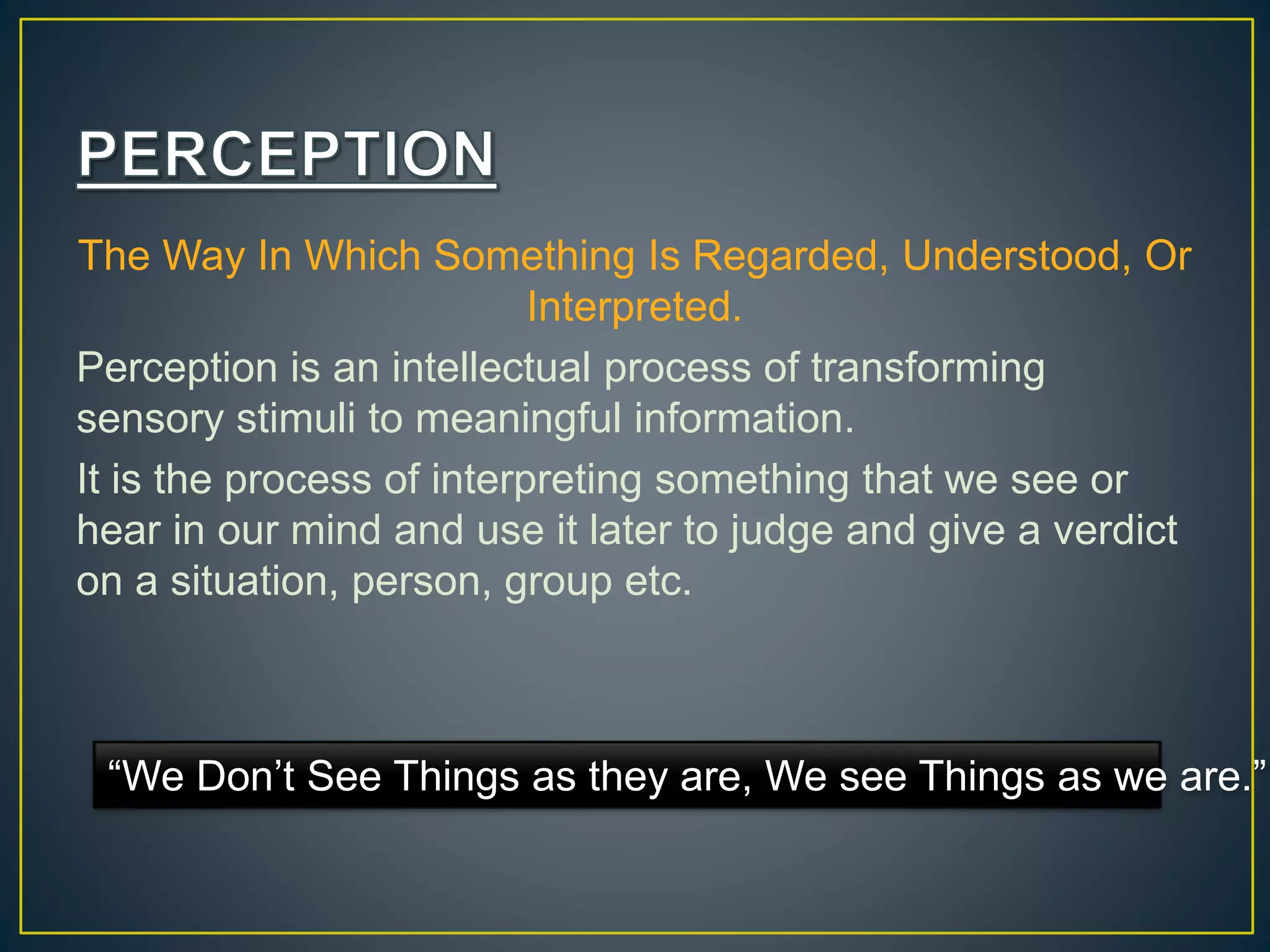 Perception in Organizational Behaviour | PPTX
