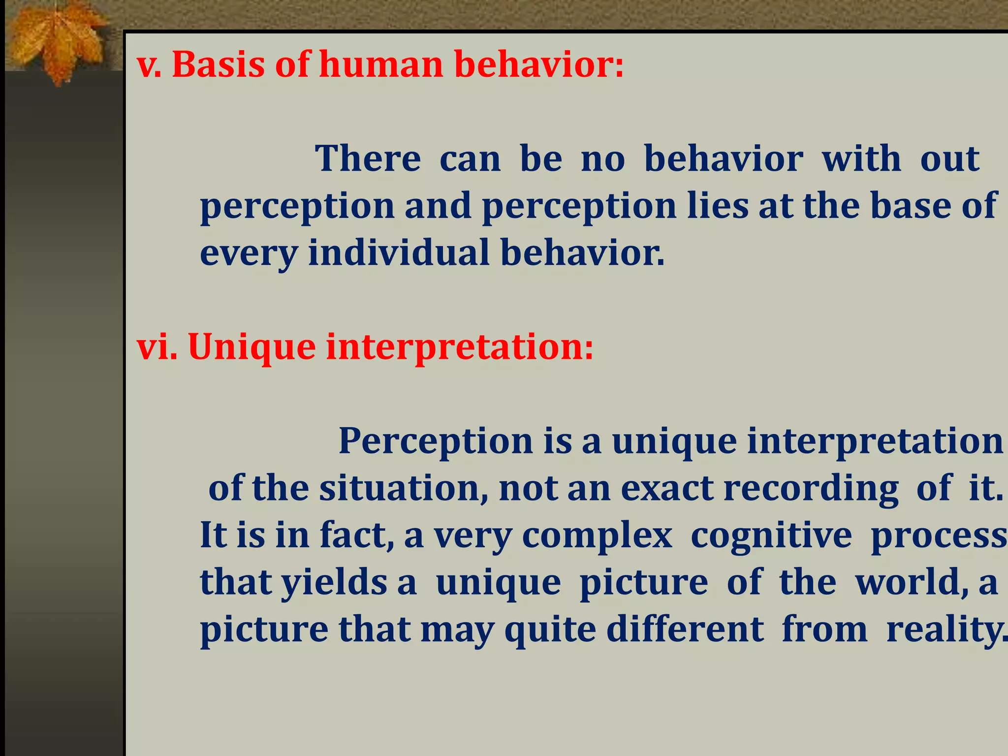 Features of Perception | PPTX