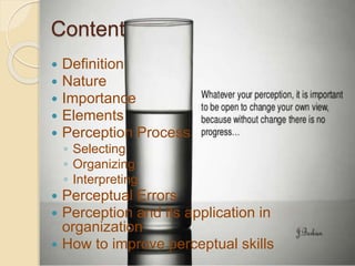 Presentation on Perception - Organisation Behavior | PPTX