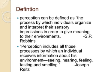 Presentation on Perception - Organisation Behavior | PPTX