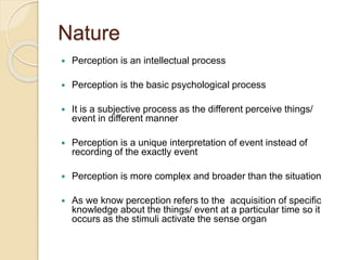 Presentation on Perception - Organisation Behavior | PPTX
