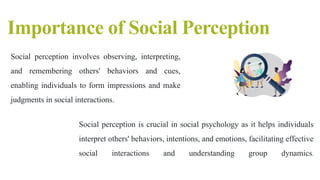 Perception. - social perception in social psychology pptx | PPTX