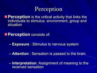 Perception, Behavior and Creativity | PPT