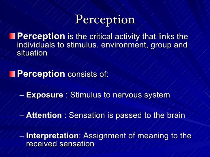 Perception, Behavior and Creativity