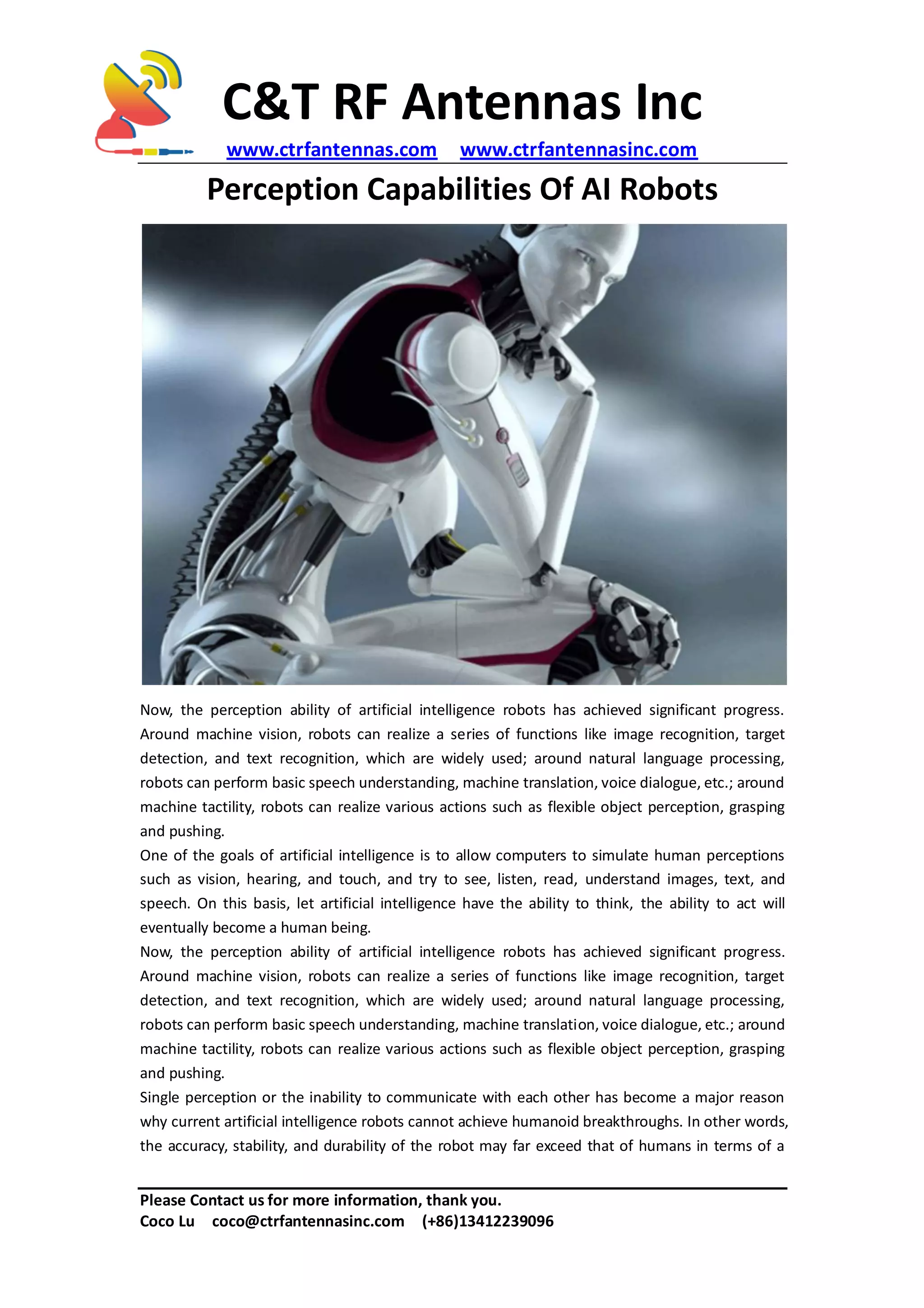 Perception capabilities of ai robots | PDF